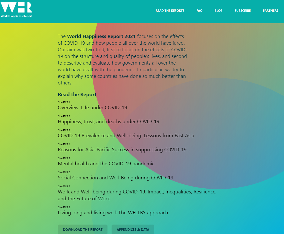 Highlights of the New 2021 World Happiness Report